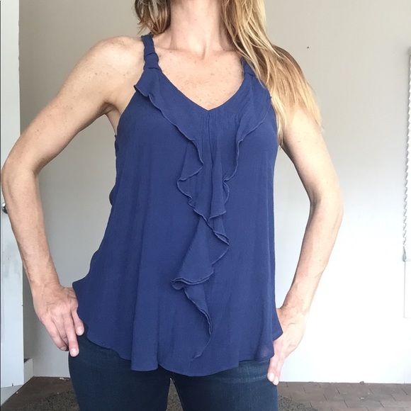 Bwear | Tops | Flowy Linen Ruffle Front Tank | Poshmark